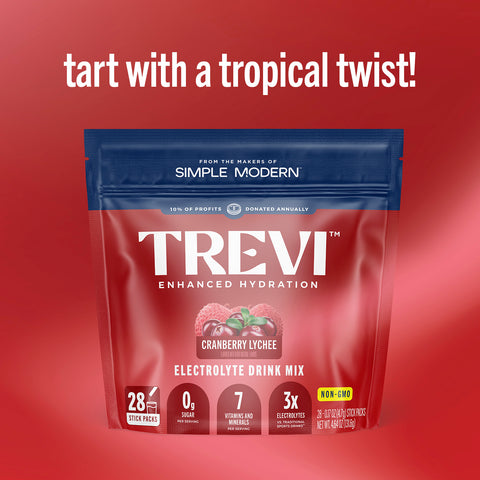 28 Count Sugar Free Cranberry Lychee Electrolyte Drink Mix – Trevi